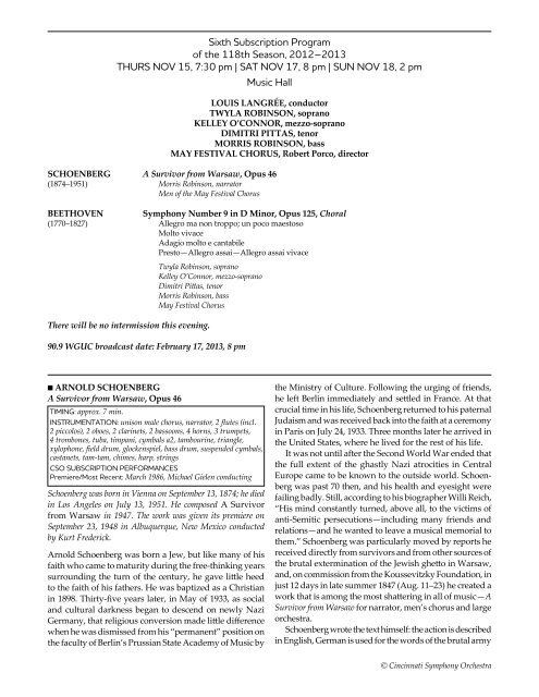 Beethoven 9 Concert Program Notes - Cincinnati Symphony and ...