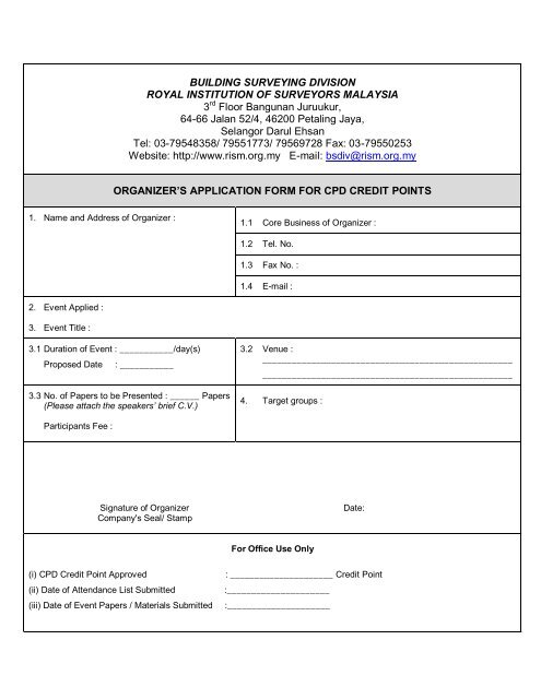 Download Form - Royal Institution of Surveyors Malaysia
