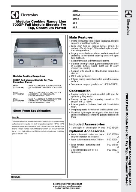 Modular Cooking Range Line 700XP Full Module Electric Fry Top ...
