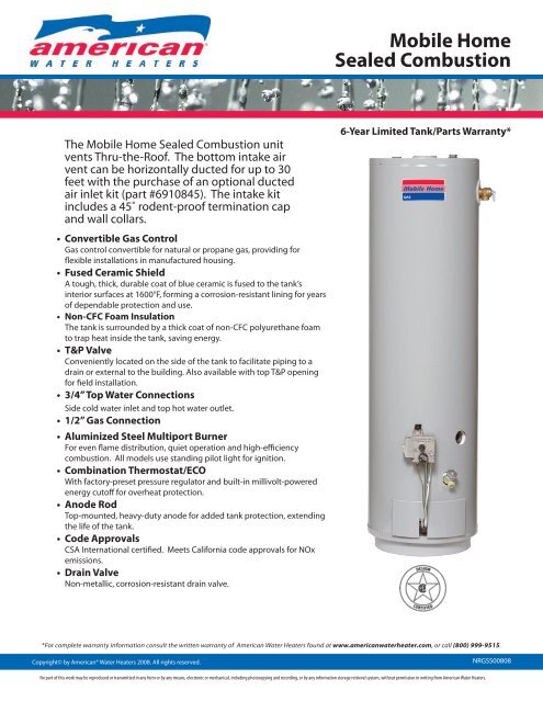 Mobile Home Sealed Combustion - American Water Heaters Mobile Home Sealed Combustion - American Water Heaters
