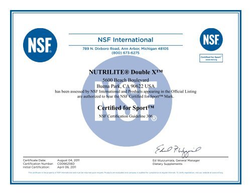 NSFÂ® Certificates - Amway