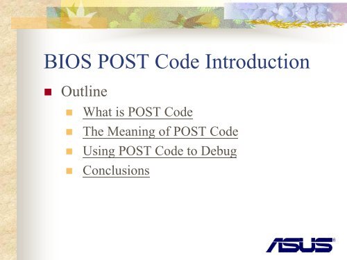 BIOS POST Code Introduction