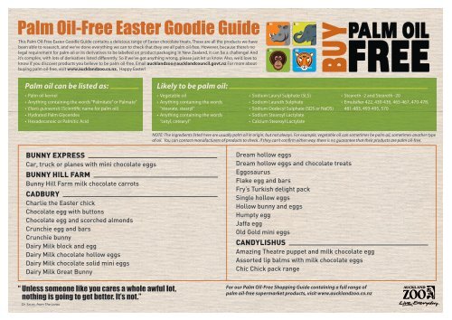 Palm Oil-Free Easter Goodie Guide - Auckland Zoo