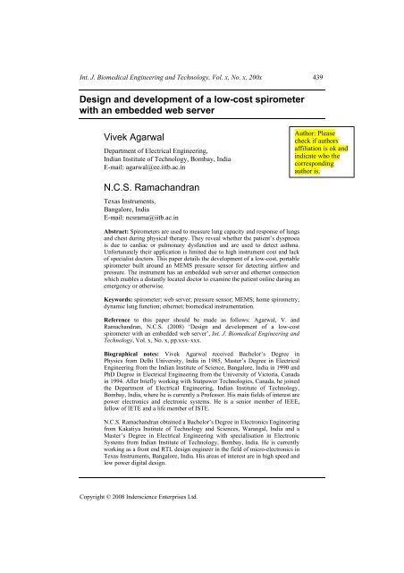 Design and development of a low-cost spirometer with an ... - VISB