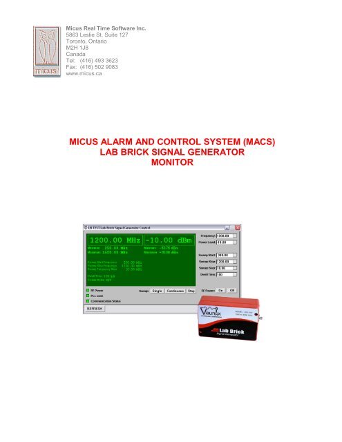 Vaunix Lab Brick Signal Generator Control - micus.ca
