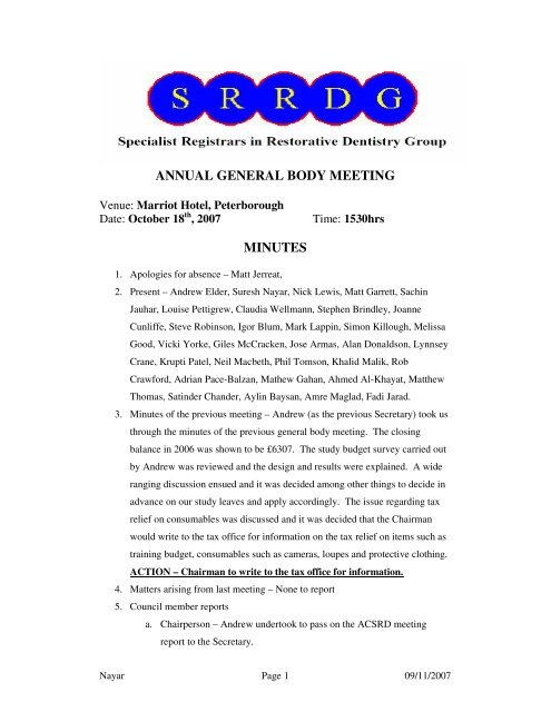 ANNUAL GENERAL BODY MEETING MINUTES ANNUAL GENERAL BODY MEETING MINUTES