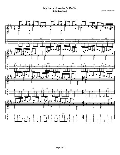My Lady Hunsdon's Puffe - Free Sheet Music Downloads