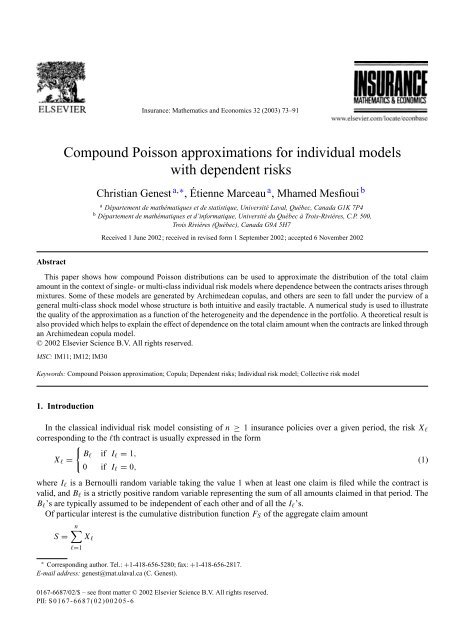Compound Poisson approximations for individual models with ...