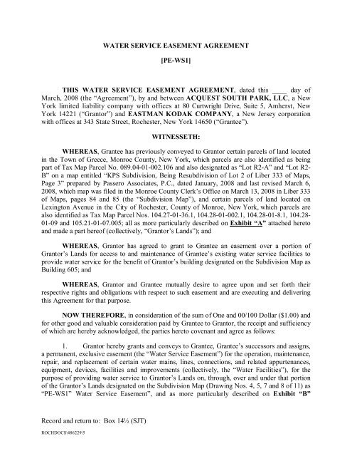 WATER SERVICE EASEMENT AGREEMENT