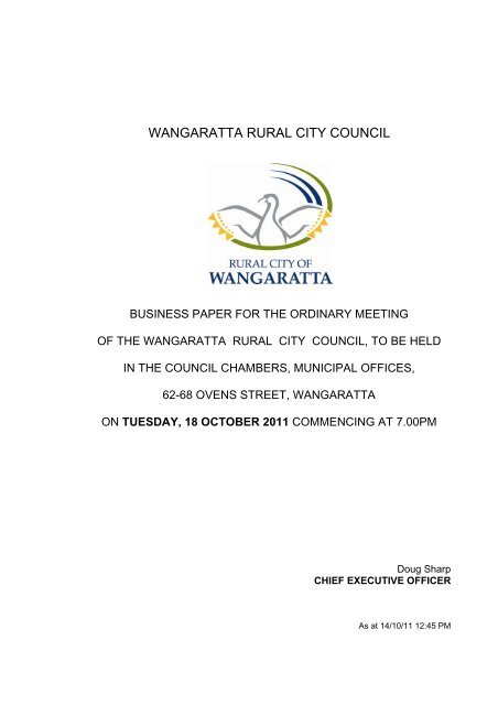 WANGARATTA RURAL CITY COUNCIL - Rural City of Wangaratta