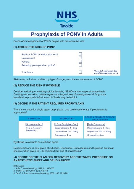 PONV guideline - Tayside School of Anaesthesia