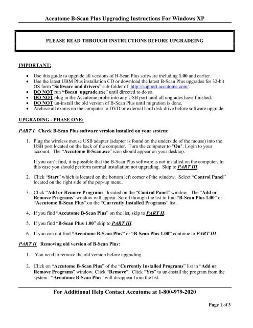 Accutome B-Scan Plus Upgrading Instructions For Windows XP For ...