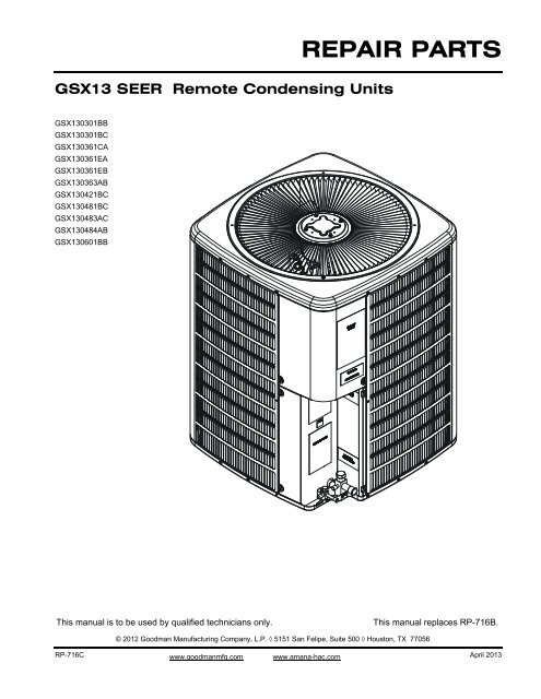 REPAIR PARTS - Goodman