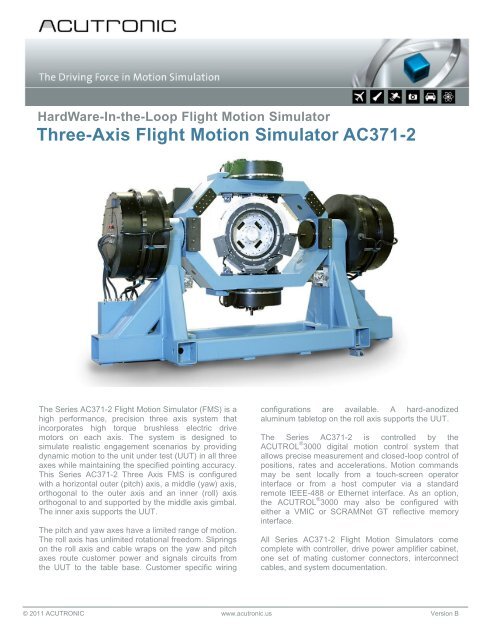 Three-Axis Flight Motion Simulator AC371-2 - Acutronic