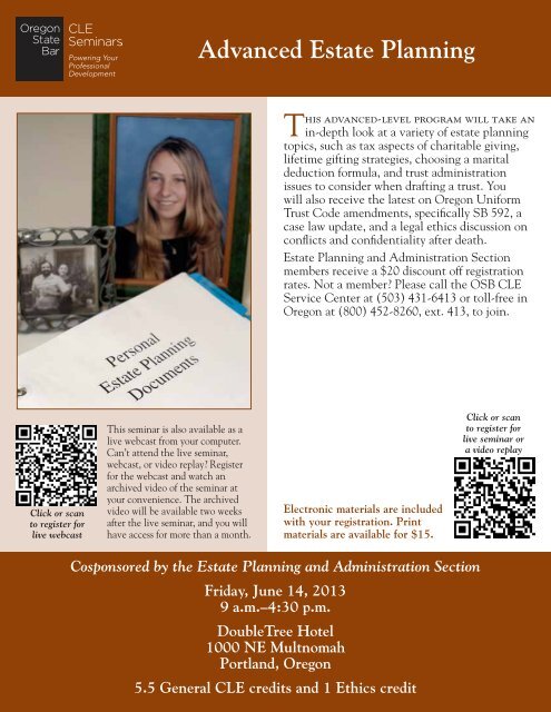 Advanced Estate Planning - Oregon State Bar CLE Seminars
