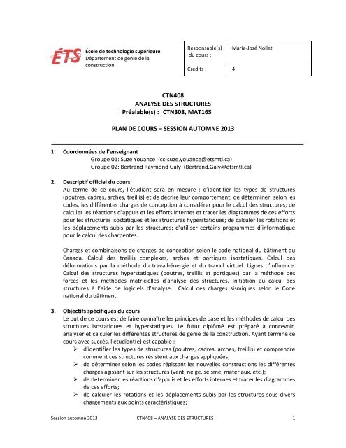 Plan de cours - ÉTS