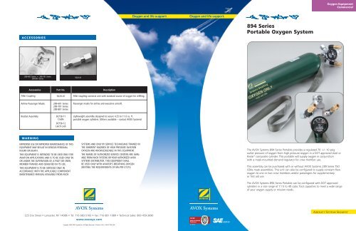 894 Series Portable Oxygen System - AVOX Systems, Inc.