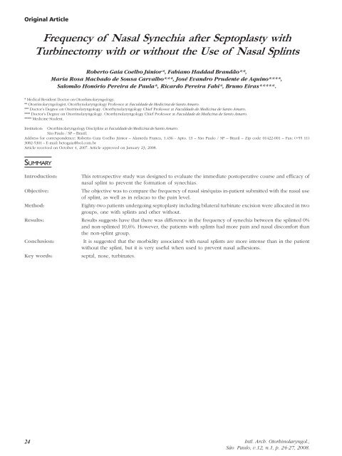 Frequency Of Nasal Synechia After Septoplasty With - international ...