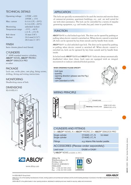 ABLOY EL410, EL411 - Who-sells-it.com