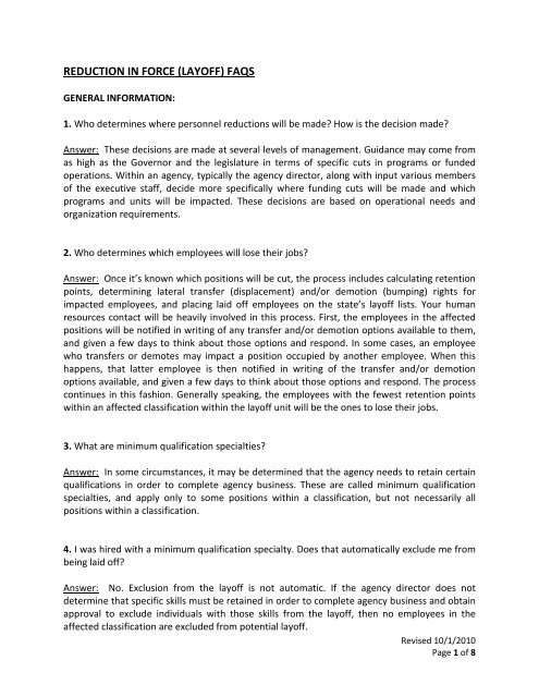 reduction in force (layoff) faqs - Idaho Division of Human Resources ...