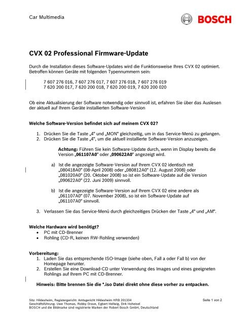 Anleitung Software-Update - Bosch Automotive Technology