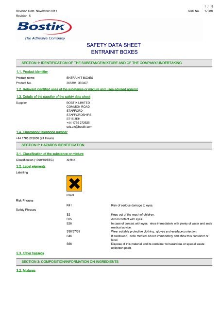 842501 COSHH Datasheet (PDF) - Travis Perkins