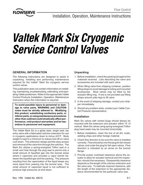 Valtek Mark Six Cryogenic Service Control Valves.pdf - PRO-QUIP