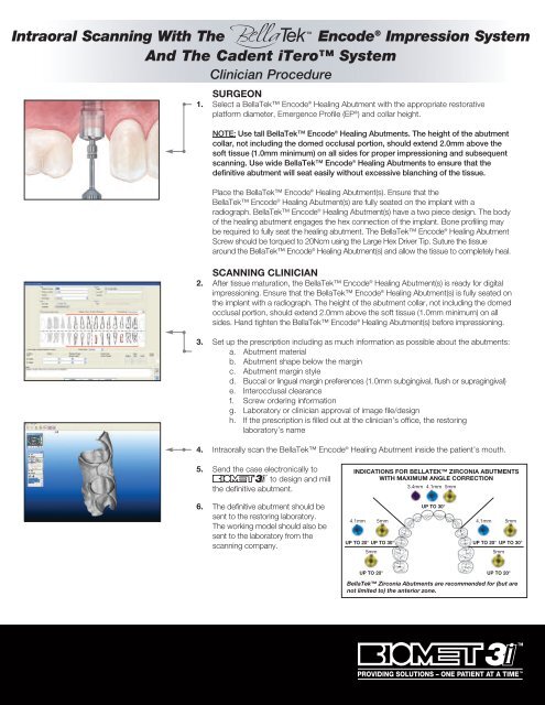 Intraoral Scanning With The EncodeÂ® Impression System - BIOMET 3i