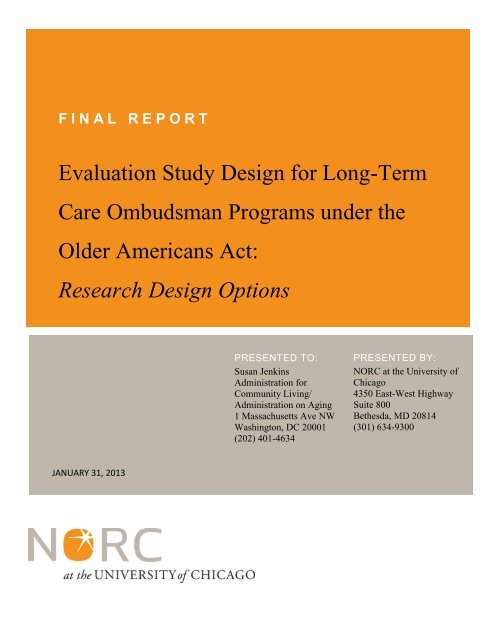 Evaluation Study Design for Long-Term Care Ombudsman ...