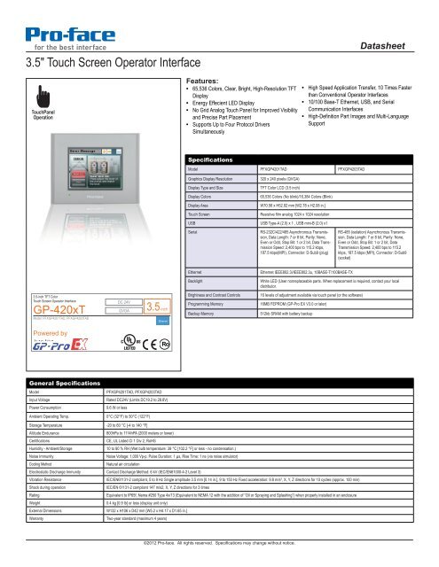 3.5" Touch Screen Operator Interface