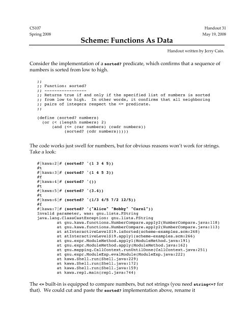Scheme Functions As Data 