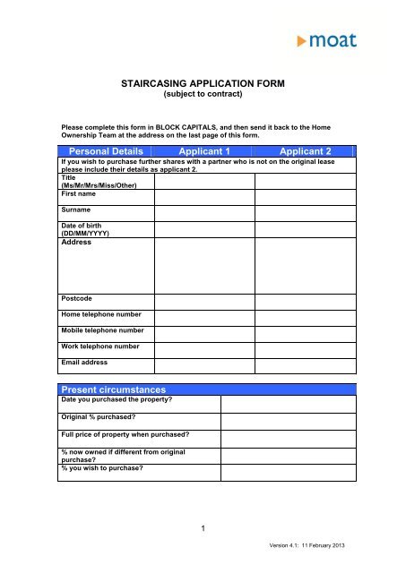 KEY WORKER HOMEBUY PORTABILITY APPLICATION FORM - Moat
