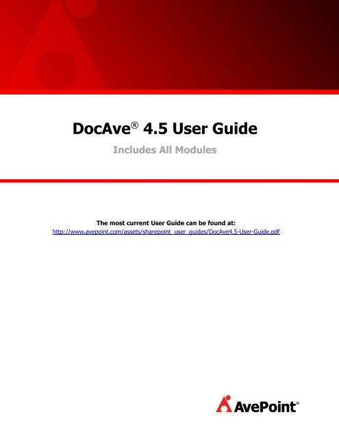 DocAve 4.5 User Guide - AvePoint