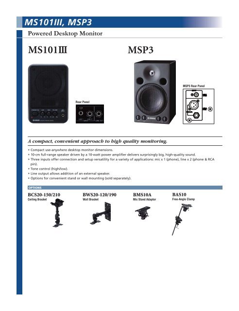 MS101III Datasheet 210.64KB - Yamaha Commercial Audio