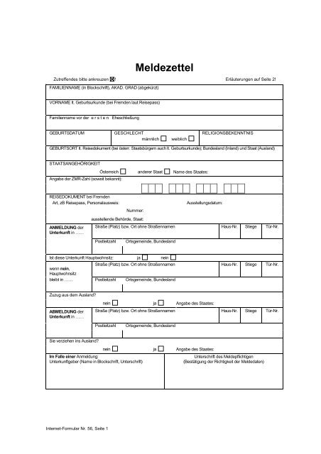 Meldezettel - Laendleimmo.at
