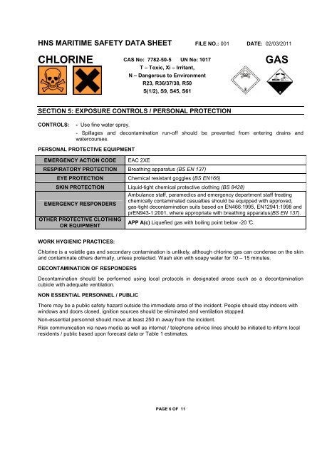 HNS MARITIME SAFETY DATA