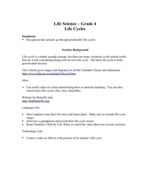 Life Science â Grade 4 Life Cycles - Fc.duxbury.k12.ma.us