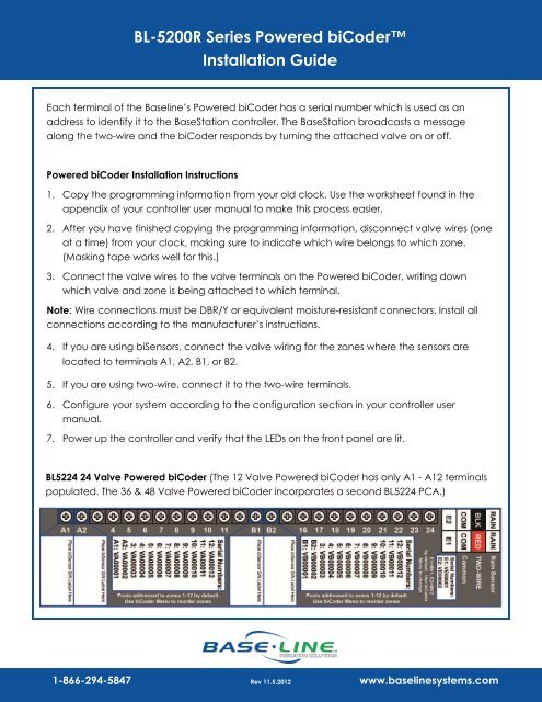 BL-5200R Series Powered biCoder ... - Baseline Systems