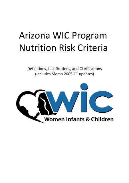 Arizona WIC Nutrition Risk Manual - Arizona Department of Health ...