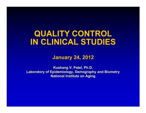 Quality Control in Clinical Trials
