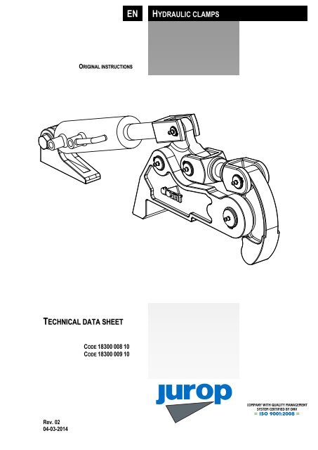 EN HYDRAULIC CLAMPS TECHNICAL DATA SHEET - Jurop S.p.A.