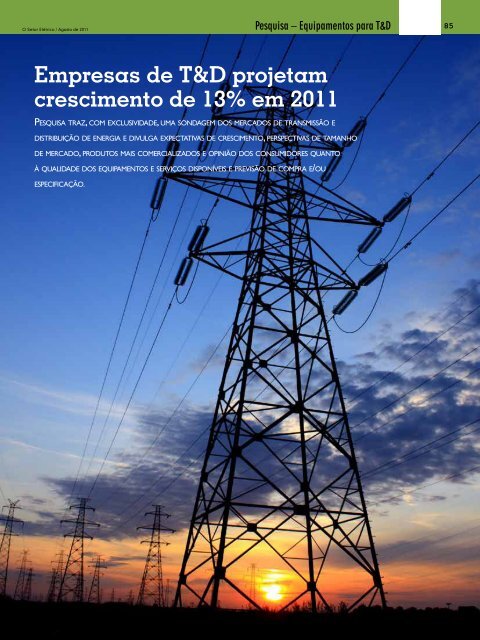 Pesquisa - Revista O Setor Elétrico Pesquisa - Revista O Setor Elétrico