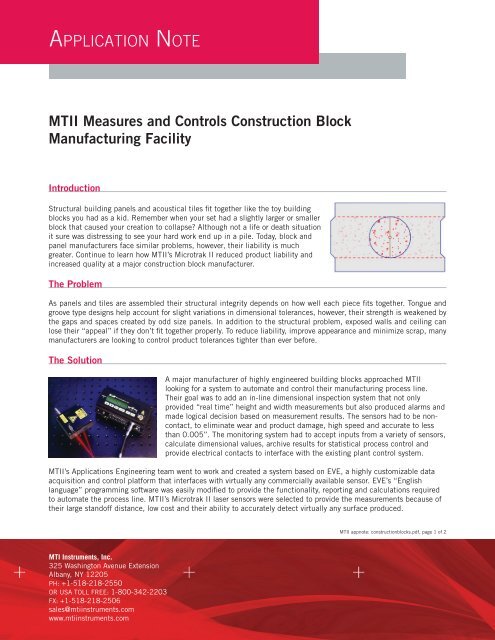 APPLICATION NOTE - MTI Instruments Inc.
