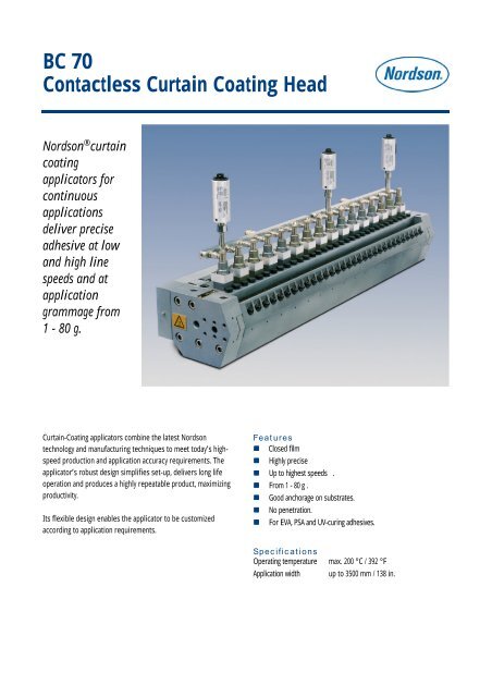 BC 70 Contactless Curtain Coating Head - Nordson Corporation