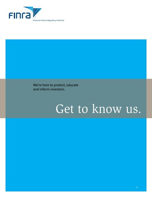 Get to Know Us - FINRA Corporate Brochure