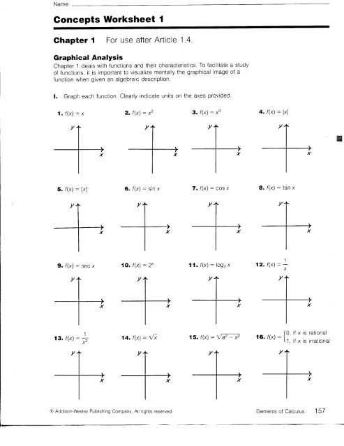 Concepts Worksheet 1 - Graphical Analysis
