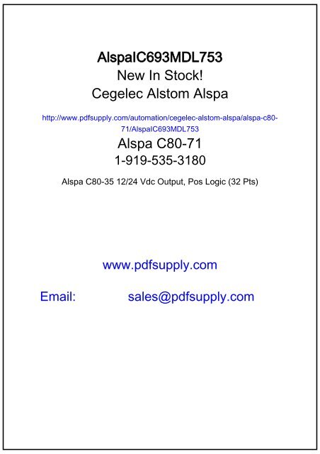 Alspa C80-35 12/24 Vdc Output, Pos - GE Fanuc PLC