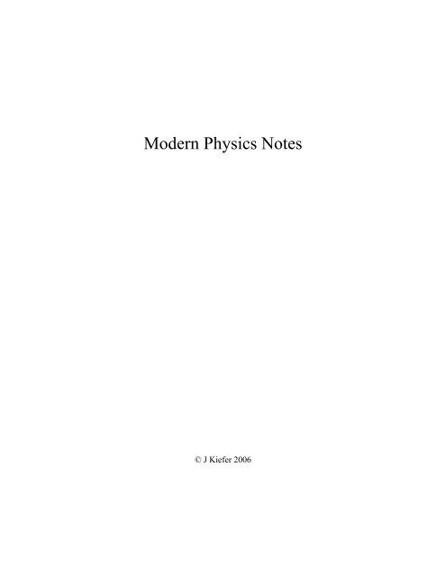 Modern Physics Notes