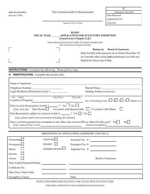 State Tax Form 96-3 - Mass.Gov