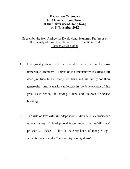 Dedication Ceremony Speeches